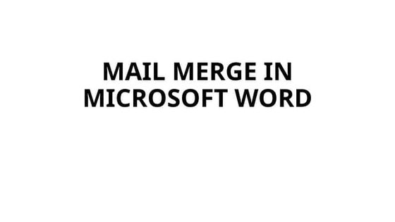 Grade 7 ICT: Word Processing Software (Mail Merge & Reference).pptx MATATAG Curriculum | PPTX ...