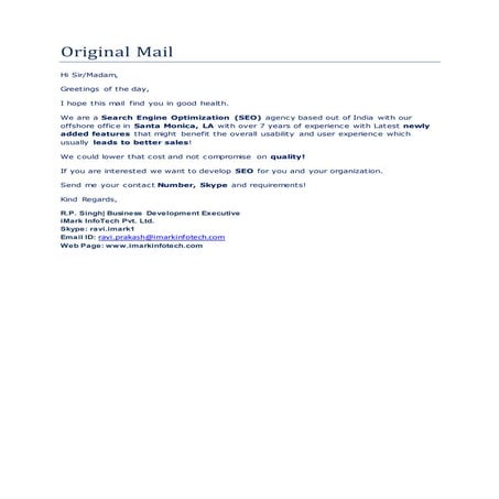 Mail samples for business proposals | DOCX