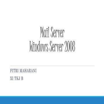 Mail server di Windows Server 2008 | PPT