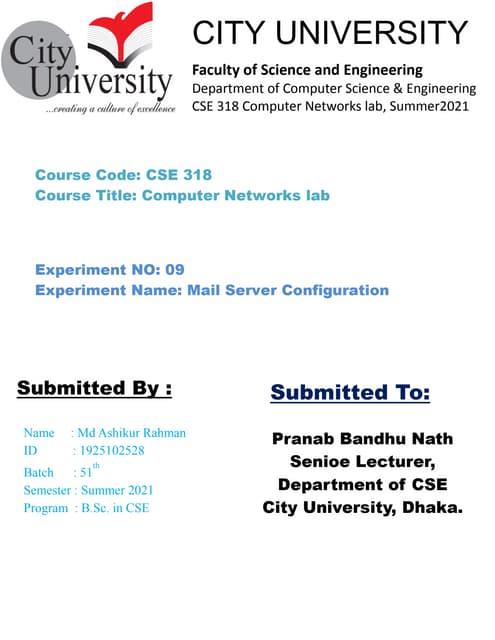 Email server configuration on cisco packet tracer | PDF