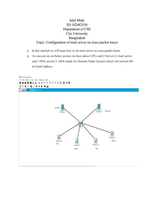 Email server configuration on cisco packet tracer | PDF