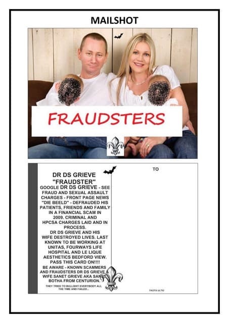 Affidavit of 83 year old Mr Lambert Van Der Linde defrauded by Dr DS ...