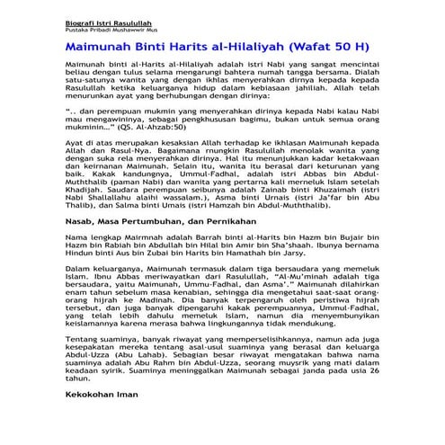 Maimunah binti harits al hilaliyah | PDF