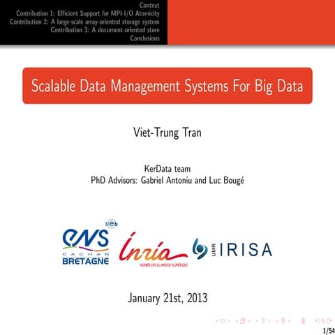 Scalable Data Management Systems for Big Data | PPT