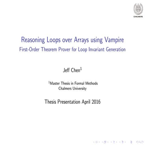 Reasoning Loops over Arrays using Vampire | PPT