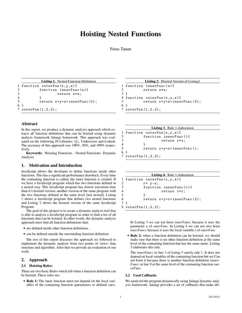 Hoisting Nested Functions | PDF Hoisting Nested Functions | PDF