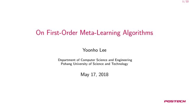 On First Order Meta Learning Algorithms Pdf