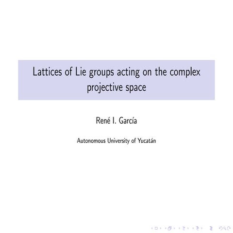 Lattices of Lie groups acting on the complex projective space | PDF