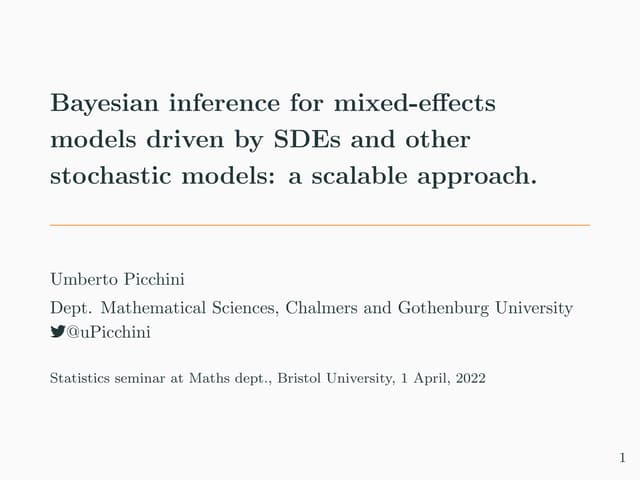 Bayesian Inference For Mixed Effects Models Driven By Sdes And Other