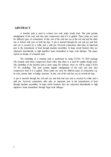 Manufacturing process & material selection for knuckle joint | PPTX