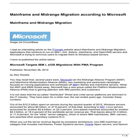 Mainframe And Midrange Migration According To Microsoft Pdf Operating Systems Computer