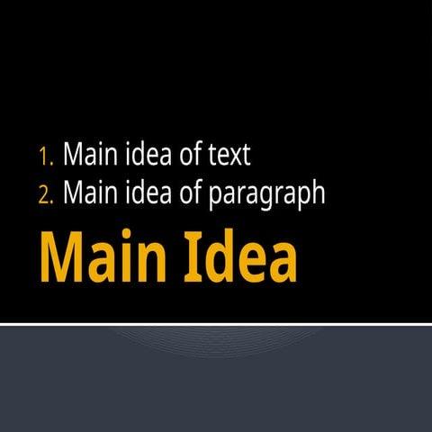 the explanation about finding a main idea | PPTX