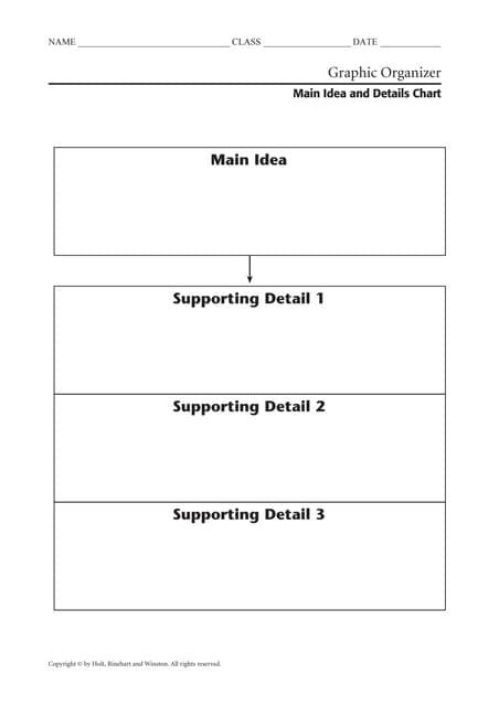 Graphic Organizer Main Idea Chart