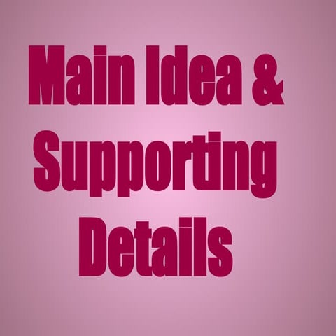 Main Idea and Supporting Details | PPT