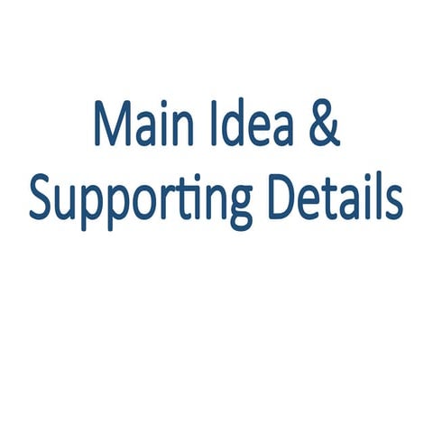 main idea and supporting details for grade 4 | PPT