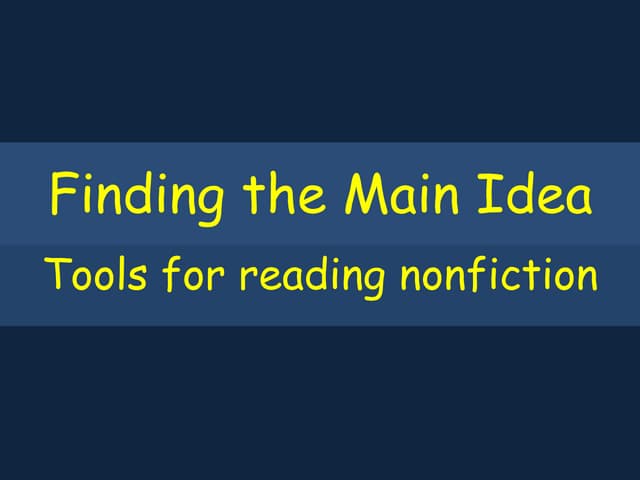 Identifying the Main Idea. with examples | PPTX