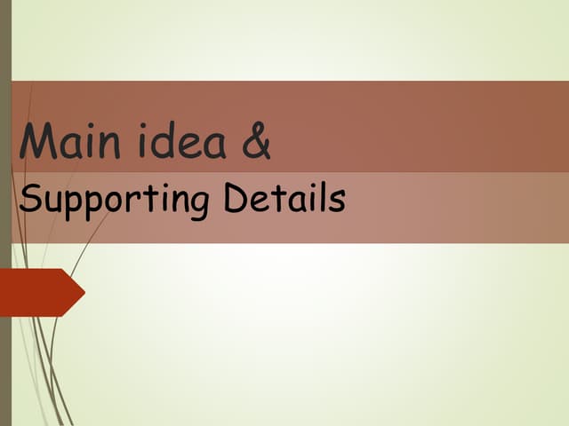 Main Idea and Supporting Details | PPT