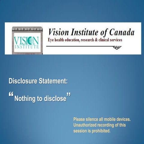 3 D Vision Syndrome: Toronto | PPTX