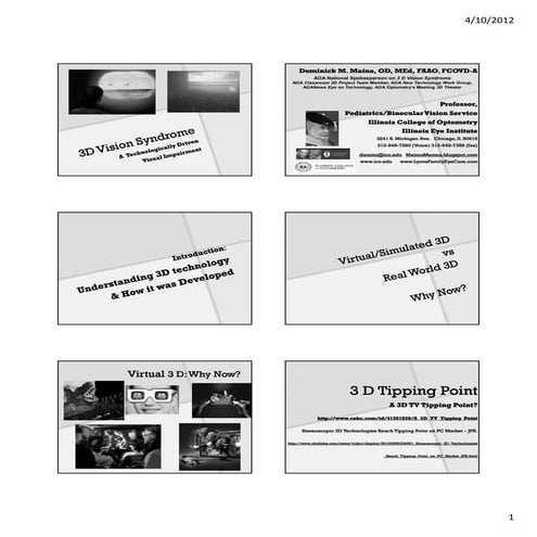 3D Vision Syndrome OptoWest 2012 | PDF | 3-D Graphics | Computer Software and Applications