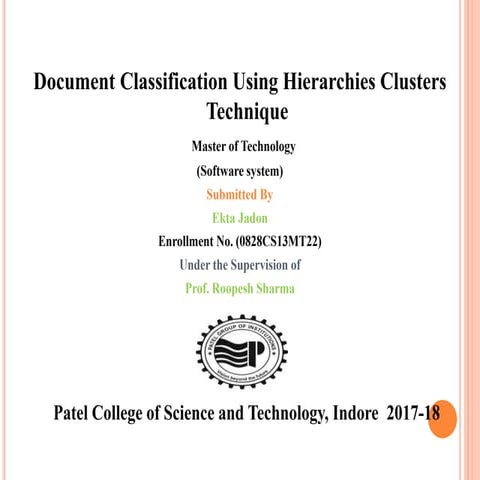 Document Classification Using Hierarchies Clusters Technique | PPTX