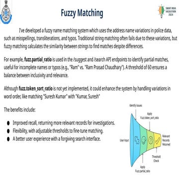 It is a fuzzy matching system for name s | PPT