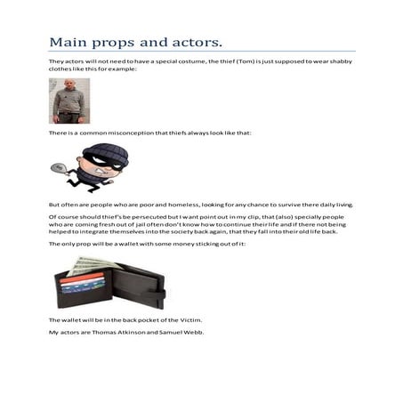 Main props and actors | DOCX