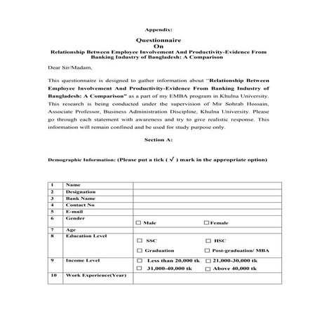 Questionnaire of thesis | DOC