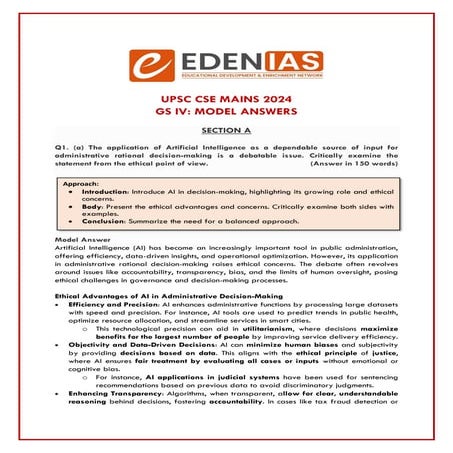 UPSC Mains 2024 GS 4 Paper Model Answers | PDF | Technology Industry ...