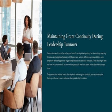 Maintaining Grant Continuity During Leadership Turnover | PDF