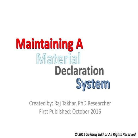 Maintaining A Materials Declaration System | PDF