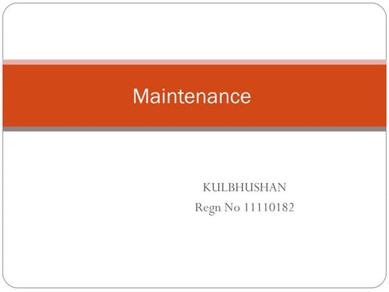 Maintenance Management (presentation) | PPT