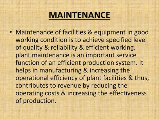 Maintenance Management (presentation) | PPT