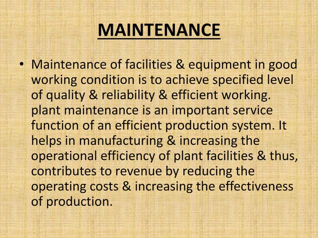 Maintenance Management (presentation) | PPTX