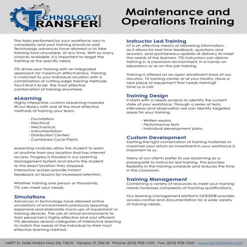 Maintenance and Operations training | PDF