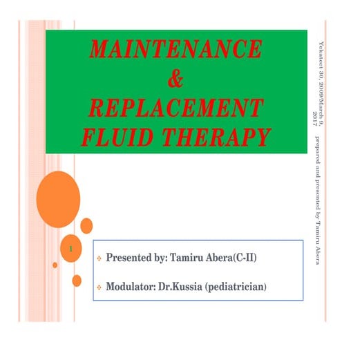 Maintenance and replacement fliud therapy | PDF