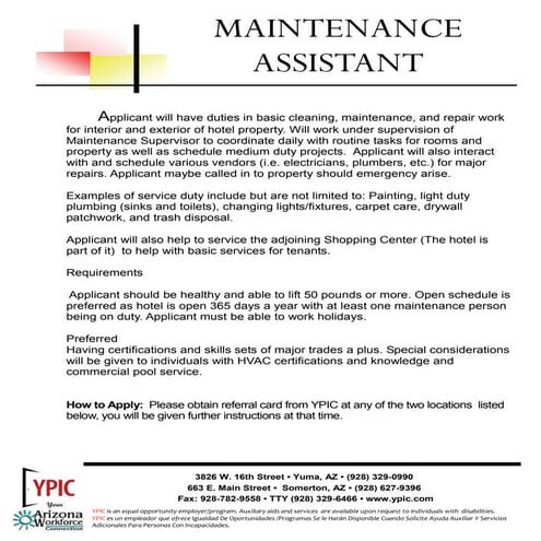 Maintenance Assistant | PDF