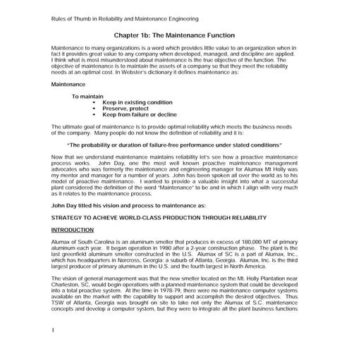 Maintenance Function From Rules Of Thumb Book | PDF