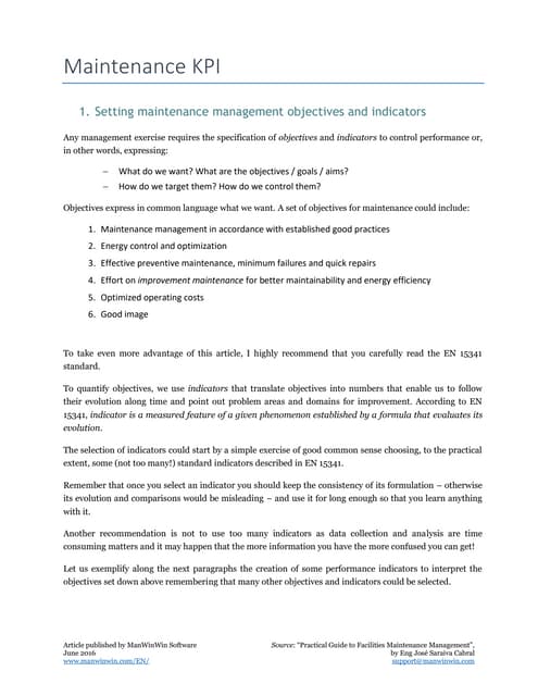 Maintenance management and control | PPTX | Business | Business and Finance