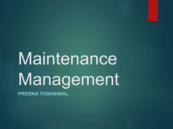 Maintenance Management (presentation) | PPT