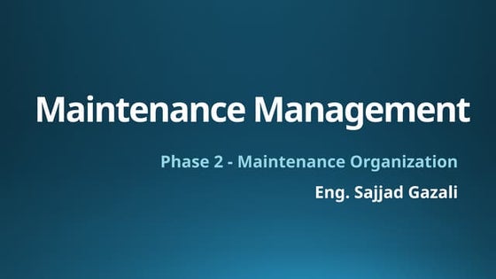 Maintenance Management (presentation) | PPTX | Mechanical and ...