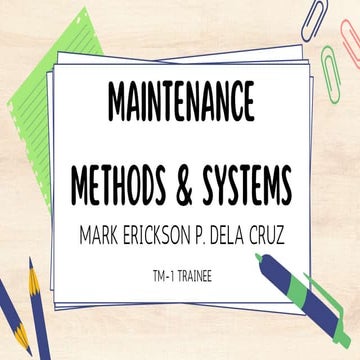 Maintenance Methods and Systems in Baking and Pastry Production Course ...