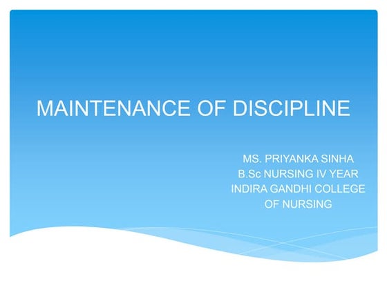 Presentation on Discipline | PPTX | Careers