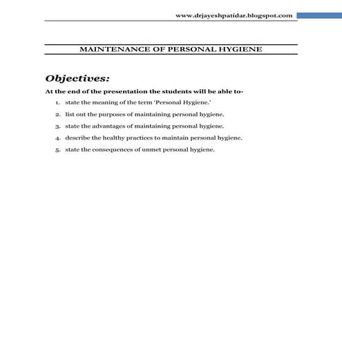 Personal hygiene | PPT