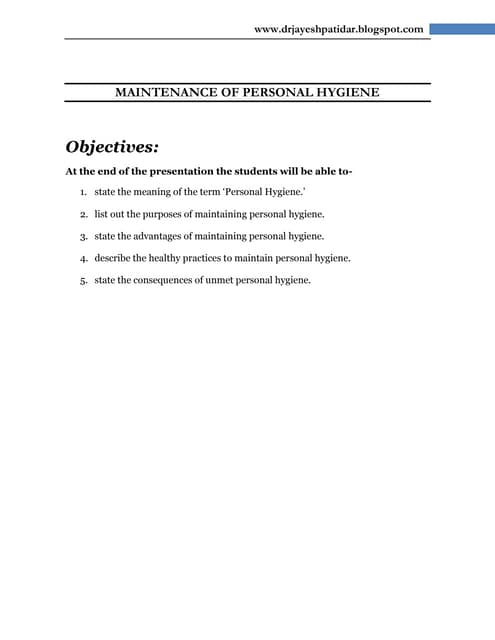 personal hygiene - presentation | PPTX