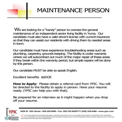 Maintenance Person | PDF