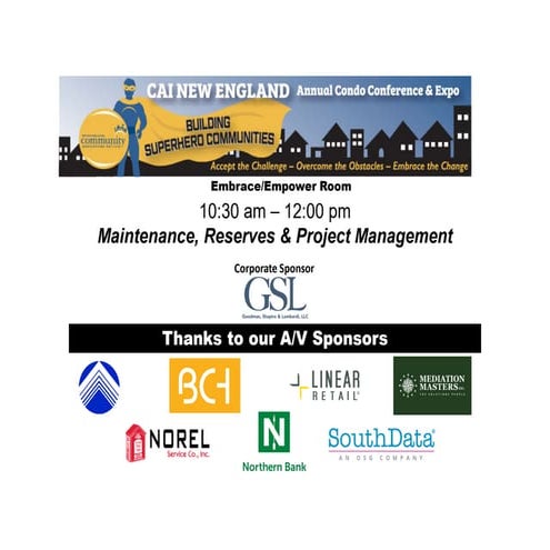 Maintenance Plans, Reserve Studies, & Project Management | PPT