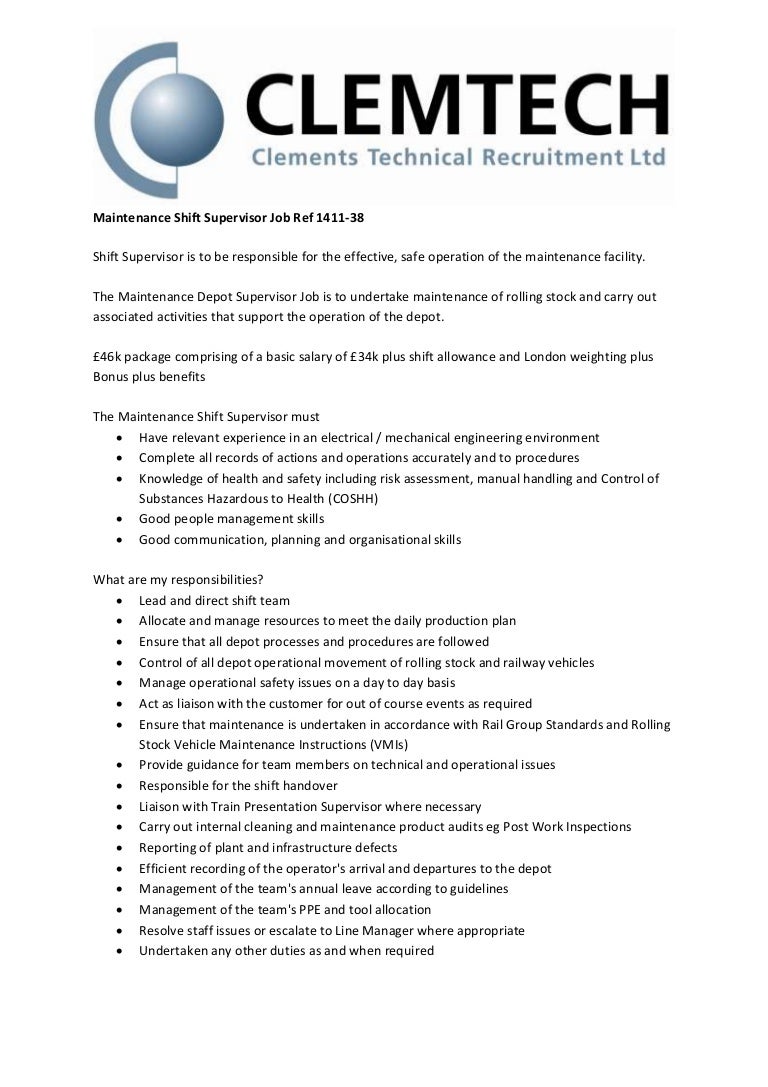 Maintenance Shift Supervisor Job Ref 1411 38 maintenance-shift-supervisor-job-ref-1411-38