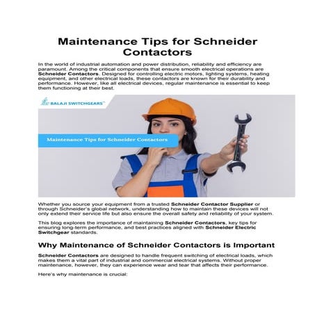 Maintenance Tips for Schneider Contactors: Ensure Long-Lasting ...