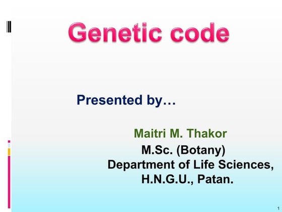 Genetic Code Ppt Ppt