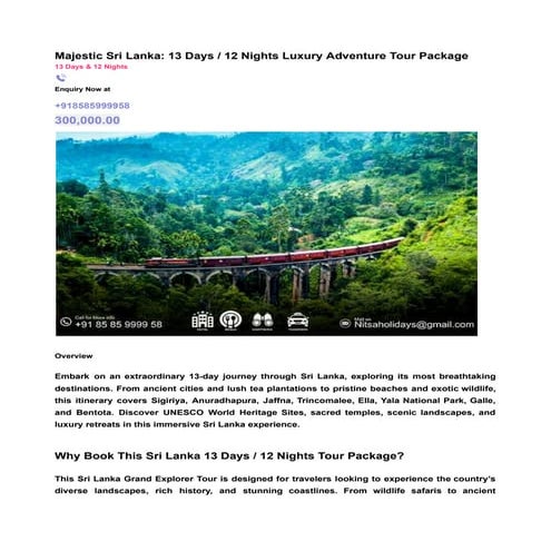 Majestic Sri Lanka_ 13 Days _ 12 Nights Luxury Adventure Tour Package.pdf
